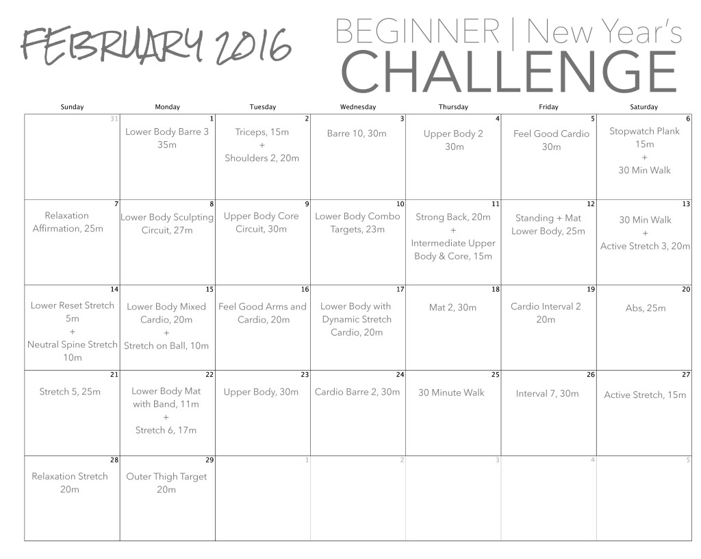 Month 2 Schedules | New Year's Challenge